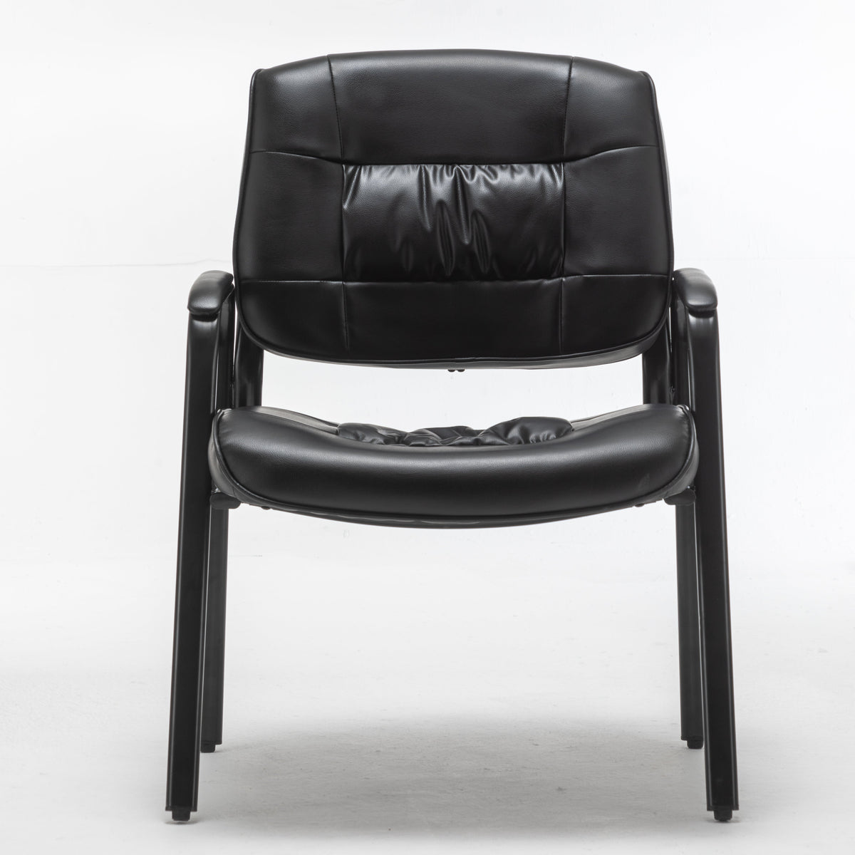 Leather Reception Side Conference Waiting Room Guest Chair Black Extra ...